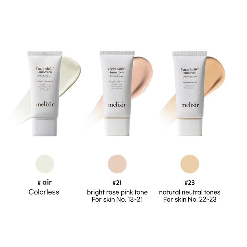 [melixir] Vegan Airfit Sunscreen (3 Colors) SPF 50+ PA++++ 50ml – Ballagrio